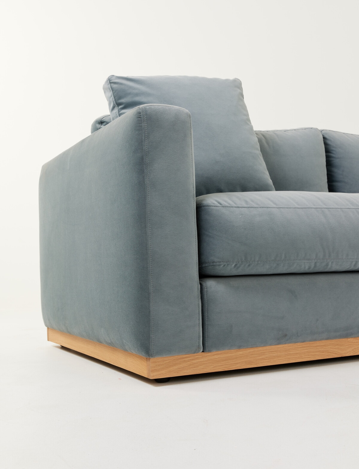 LUCA Furniture Verona Fabric 3 Seater Sofa, Velvet Blue - Sofas