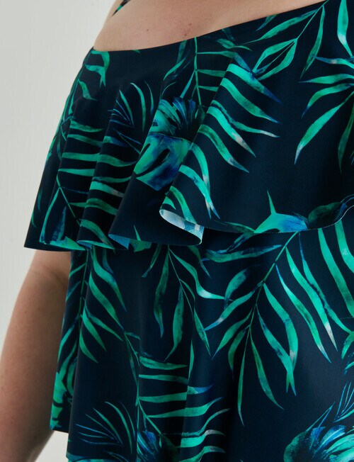 Zest Resort Curve Floral Tiered Tankini, Blue & Green - Womens Red Dot