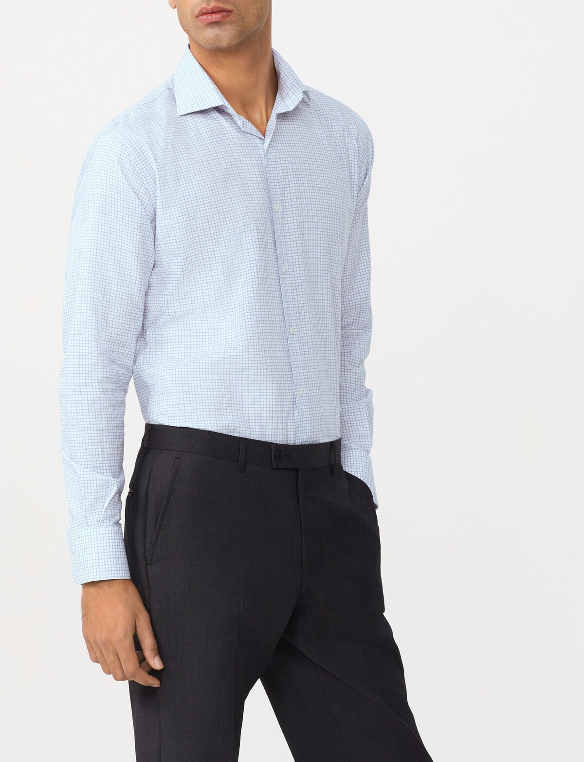 Van Heusen Tailored Fit Small Check Shirt , Green - Formal Shirts