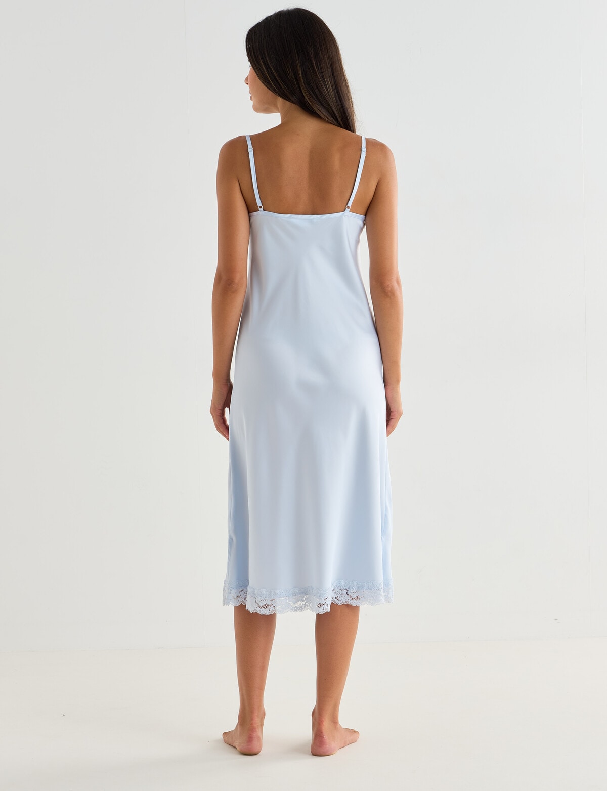 Whistle Sleep Satin Cami Nightie, Pale Blue, 10-26 - Nighties