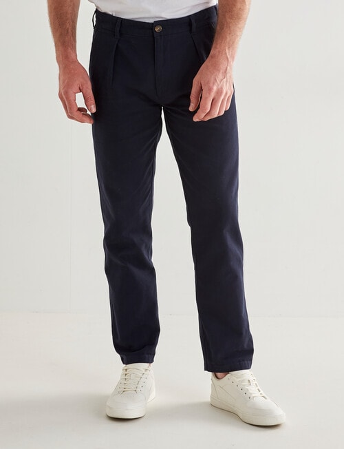 Gasoline Pleat Wide Leg Chino, Slate - Casual Pants
