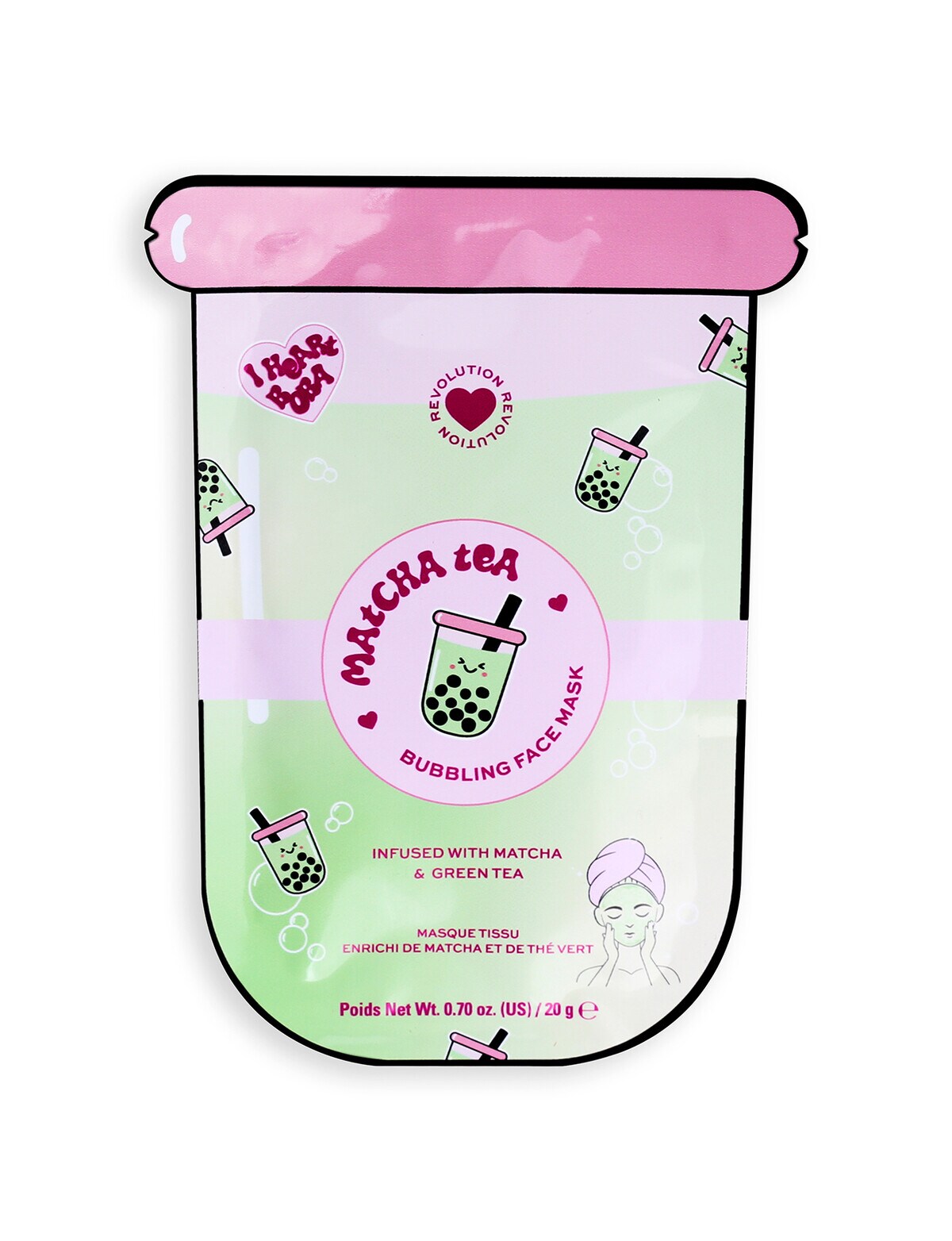 Revolution I Heart Bubble Tea Matcha Tea Bubble Sheet Mask, Matcha ...
