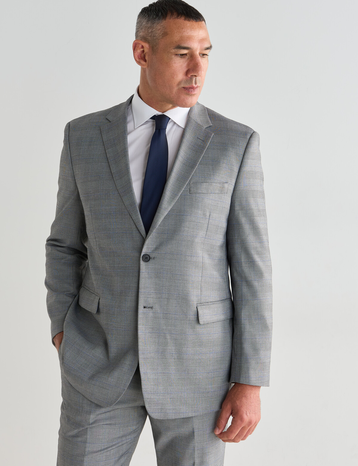 Laidlaw + Leeds Classic Windowpane Jacket, Grey - Suit Jackets & Pants