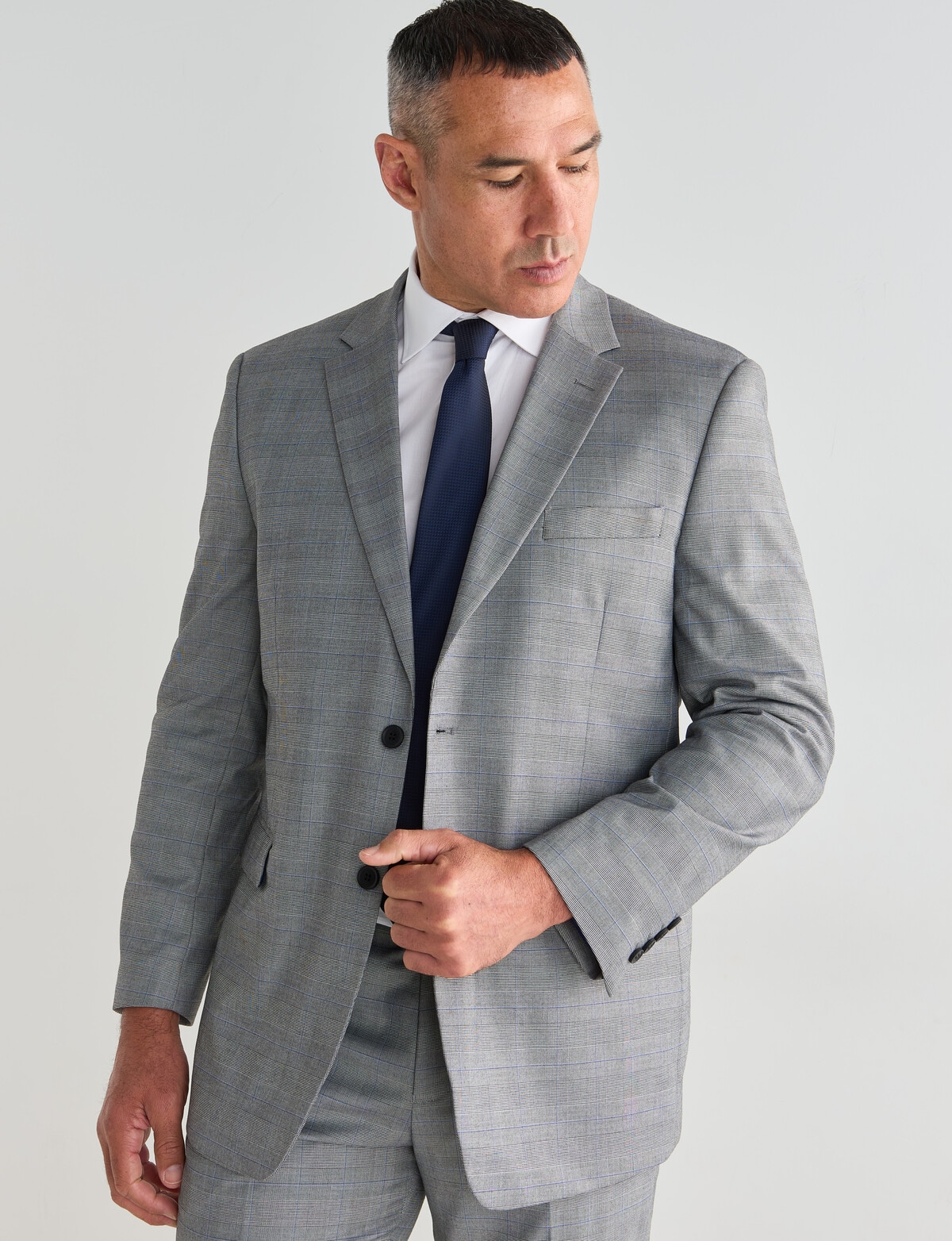 Laidlaw + Leeds Classic Windowpane Jacket, Grey - Mens Clearance