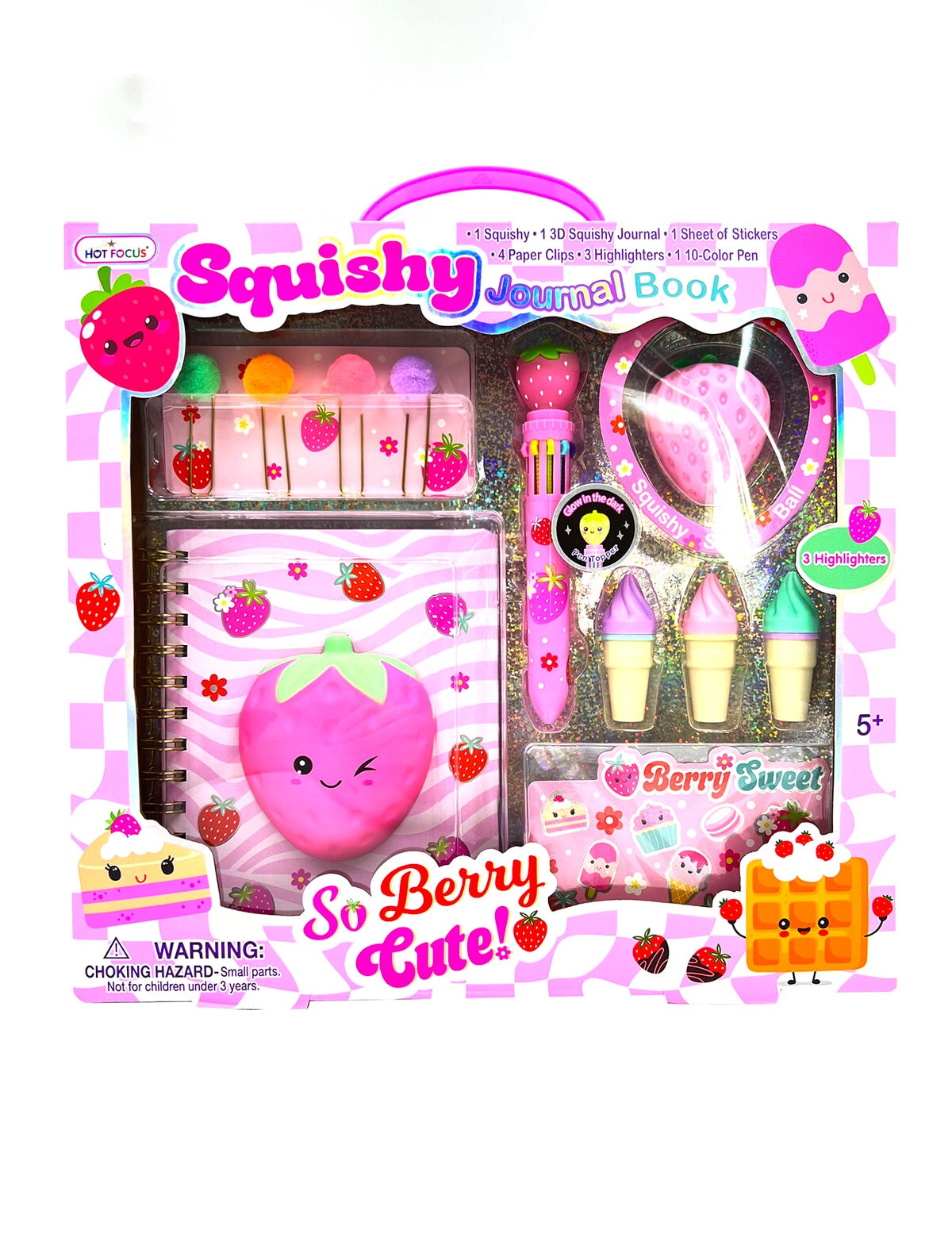 Hot Focus Squishy Journal Book, Strawberry - Arts & Crafts
