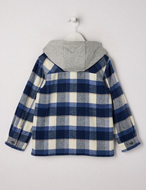 Mac & Ellie Long Sleeve Hooded Check Shirt, Navy - Childrens Red Dot