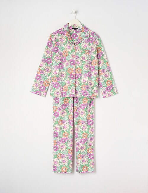 Sleep Squad Bloom Floral Flannel PJ Set, Violet, 8-16 - Sleepwear, Pyjamas & Slippers