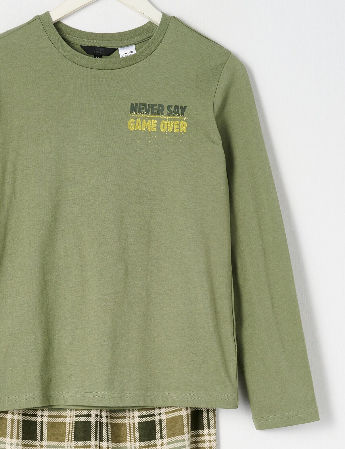Sleep Squad Never Say Game Over Knit Flannel PJ Set, Green, 8-16 ...