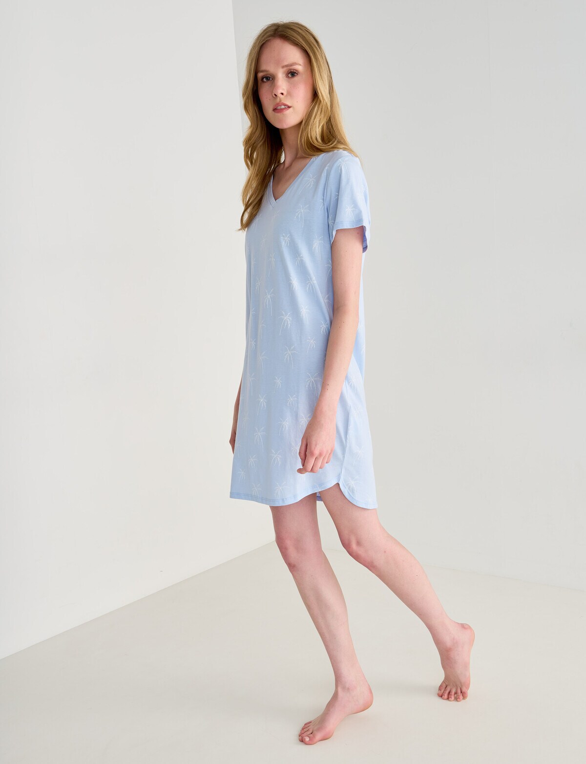 Zest Sleep Short Sleeve T-shirt Nightie, Pale Blue, 8-22 - Nighties