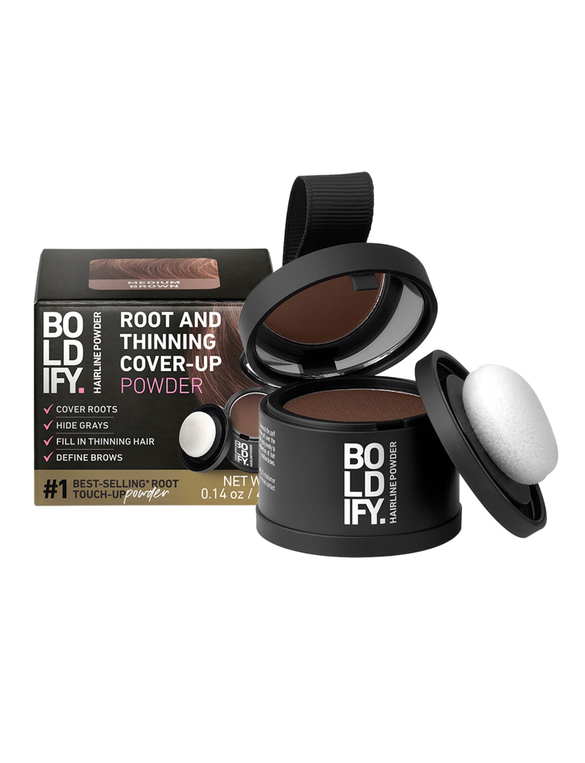BOLDIFY. Root & Thinning Cover Up Powder Medium Brown, 4g - Hair Colour