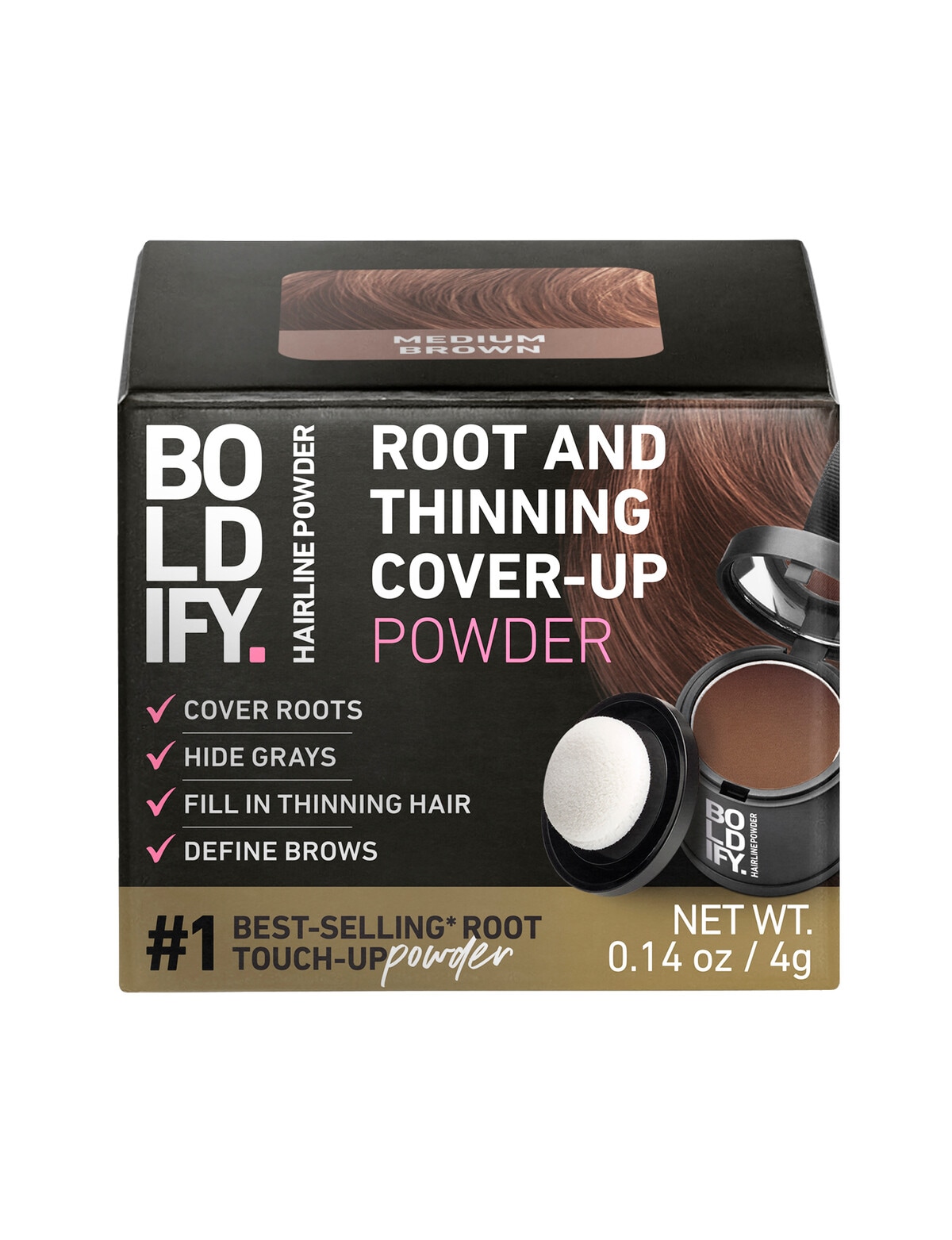 BOLDIFY. Root & Thinning Cover Up Powder Medium Brown, 4g - Hair Colour