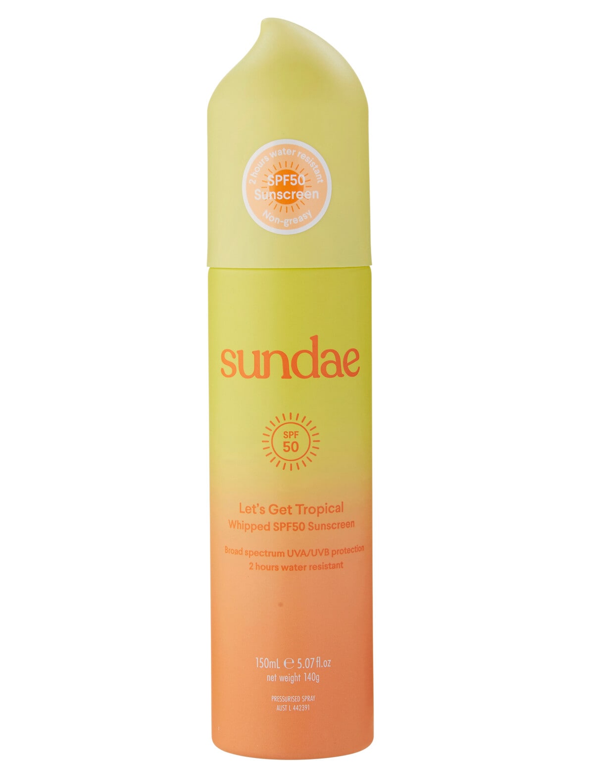 Sundae Whipped SPF50 Sunscreen Foam, Lets Get Tropical - Suncare & Tanning