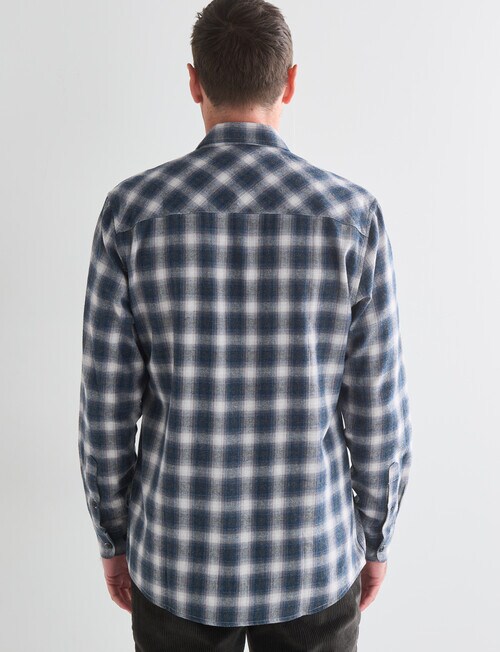 Chisel Flannel Long Sleeve Shirt, Light Navy - Mens Red Dot