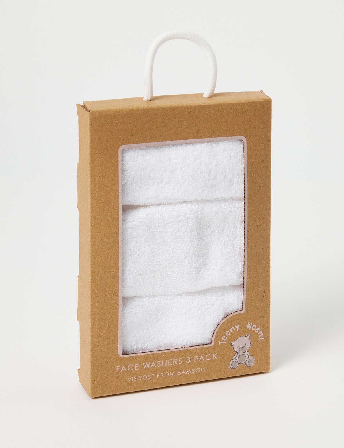 Teeny Weeny Soft Face Washers, 3-Pack, White - Changing & Bathing