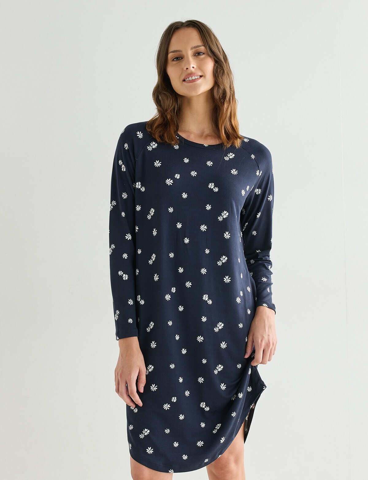 Zest Sleep Daisy Soft Touch Nightie, Navy, 8-22 - Nighties