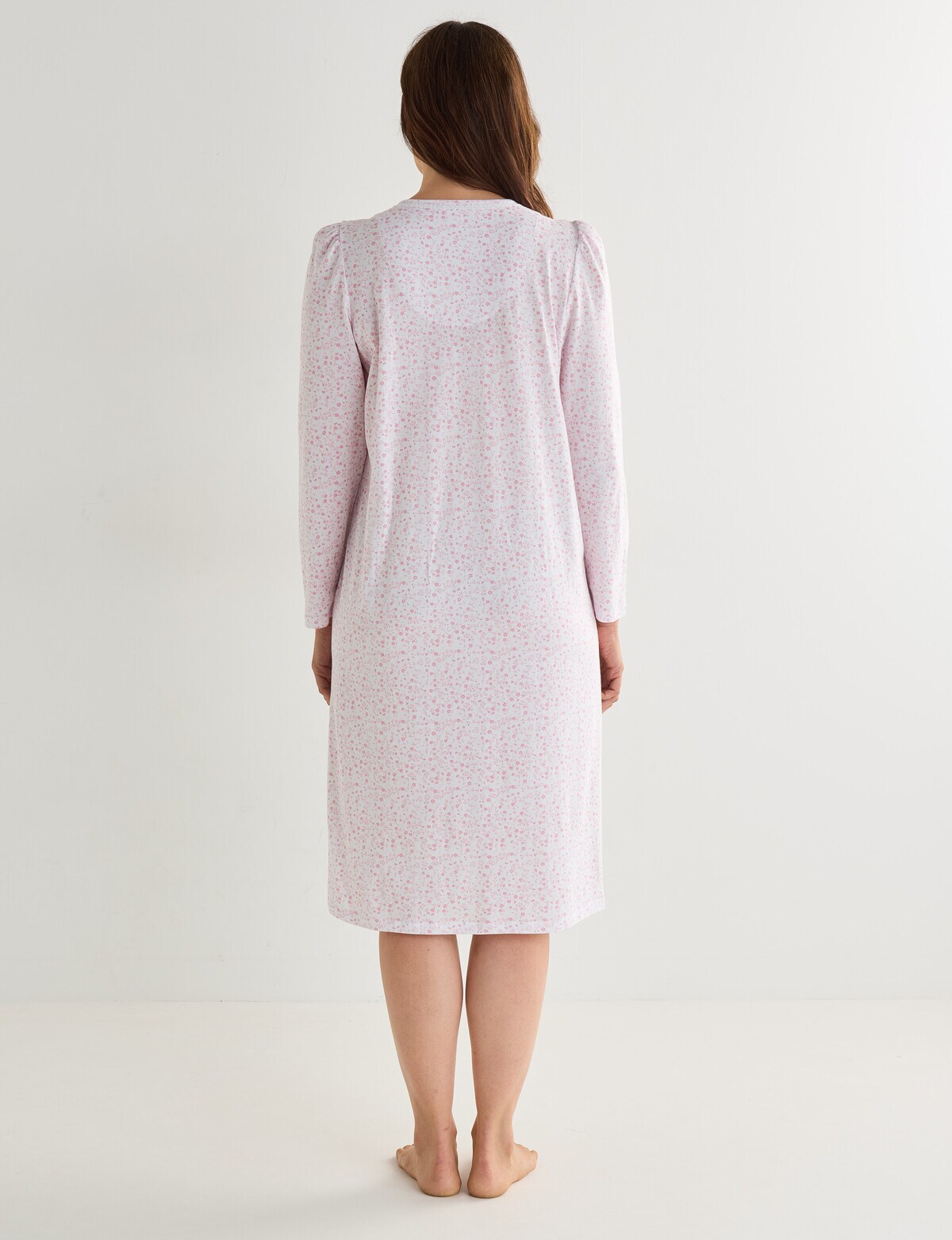 Ruby & Bloom Printed Pintuck Cotton Long Sleeve Nightie, Pink, 10-20 ...