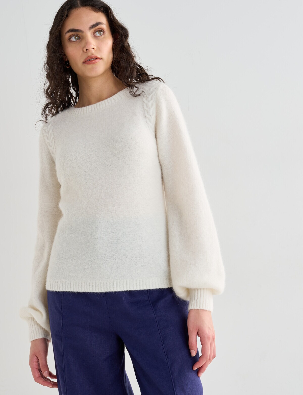 State of play Jack Alpaca Blend Sweater, Ivory - Knitwear