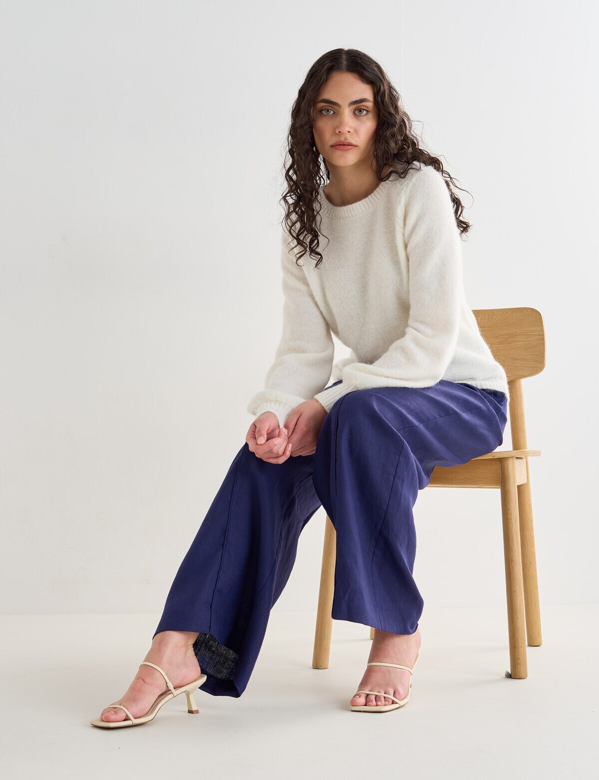 State of play Jack Alpaca Blend Sweater, Ivory - Knitwear