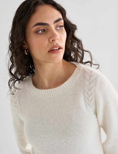State of play Jack Alpaca Blend Sweater, Ivory - Knitwear