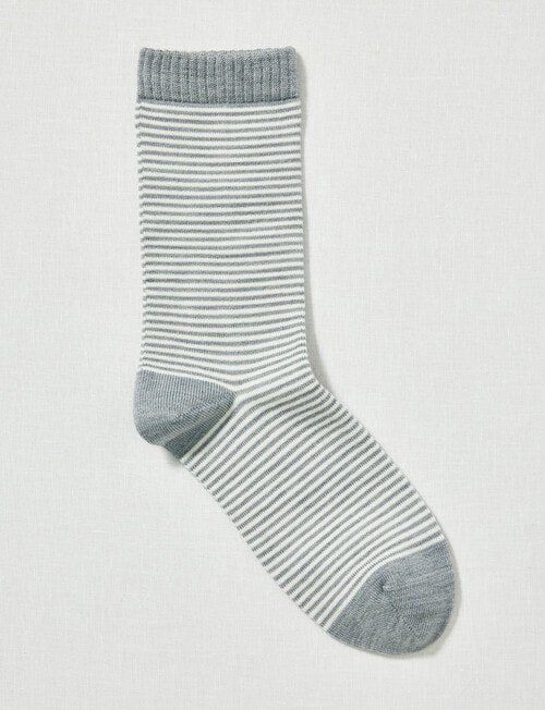 DS Socks Merino Cashmere Stripe Crew Sock, Grey & Natural, 5-11 - Socks