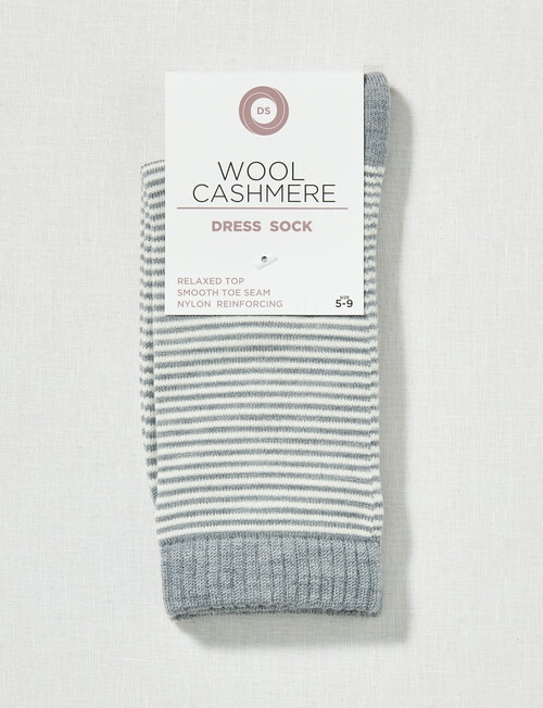 DS Socks Merino Cashmere Stripe Crew Sock, Grey & Natural, 5-11 - Socks