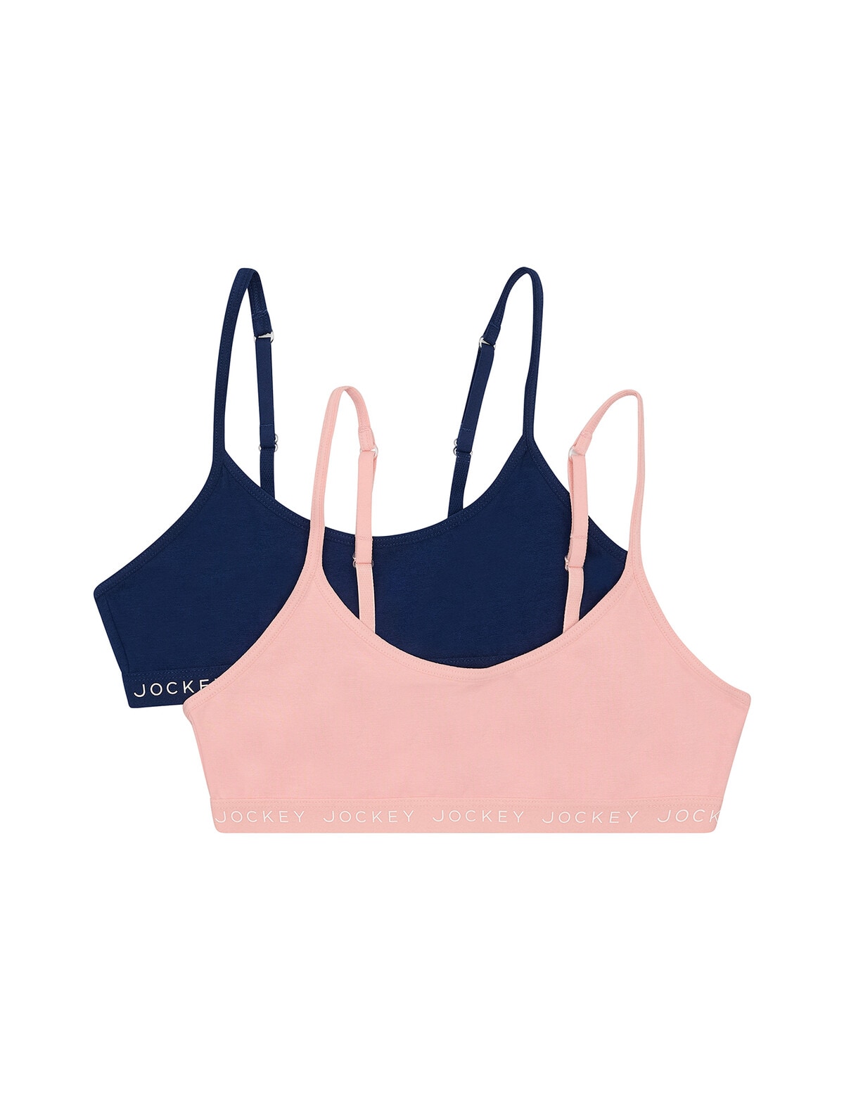 Jockey Preppy Crop Bra, 2-Pack, Melting Blush & Storm Voyage, 8-16 ...