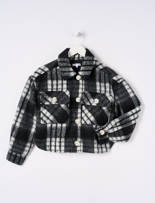 Switch Check Boxy Shacket, Black - Hoodies & Jackets