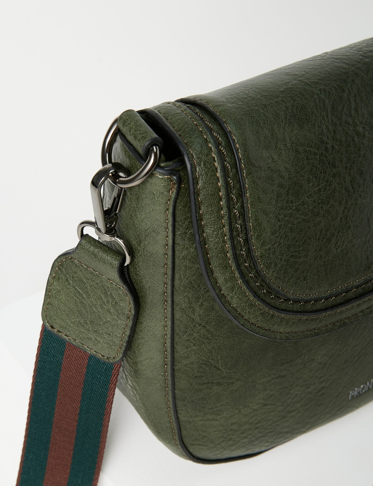 Pronta Moda Rounded Crossbody Bag, Olive - Handbags