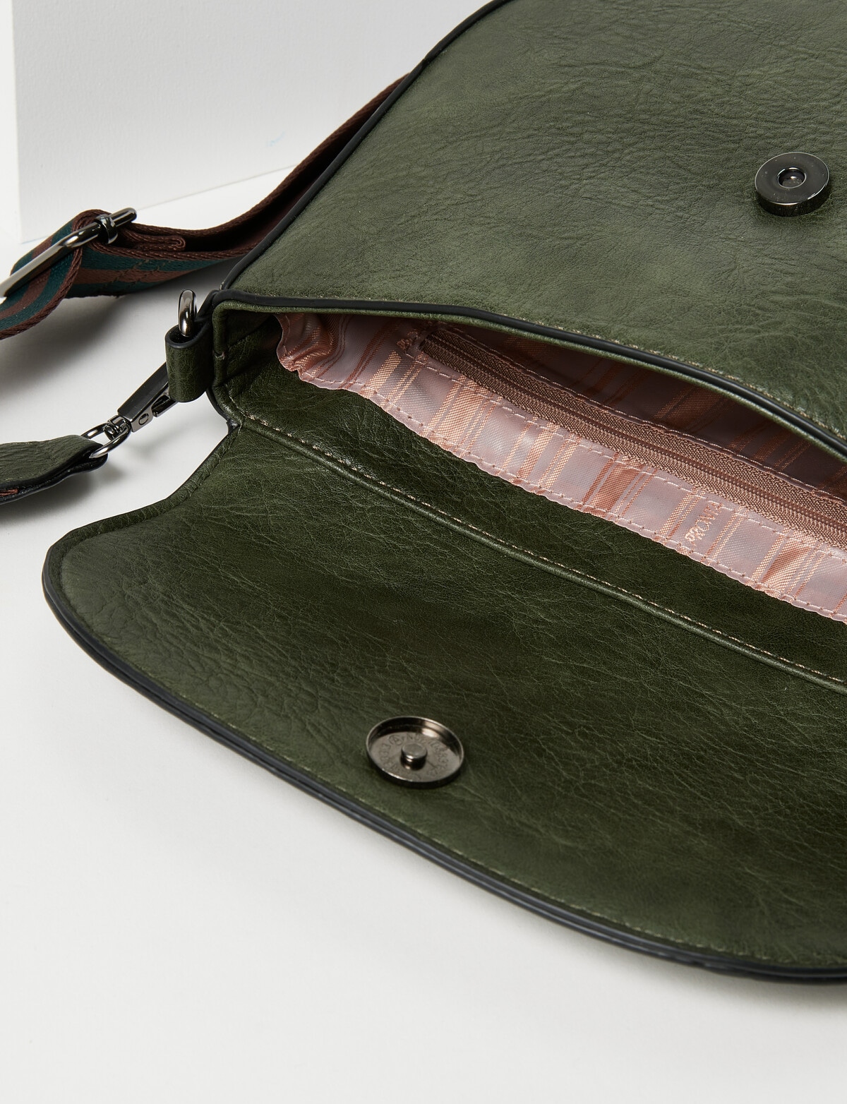 Pronta Moda Rounded Crossbody Bag, Olive - Handbags