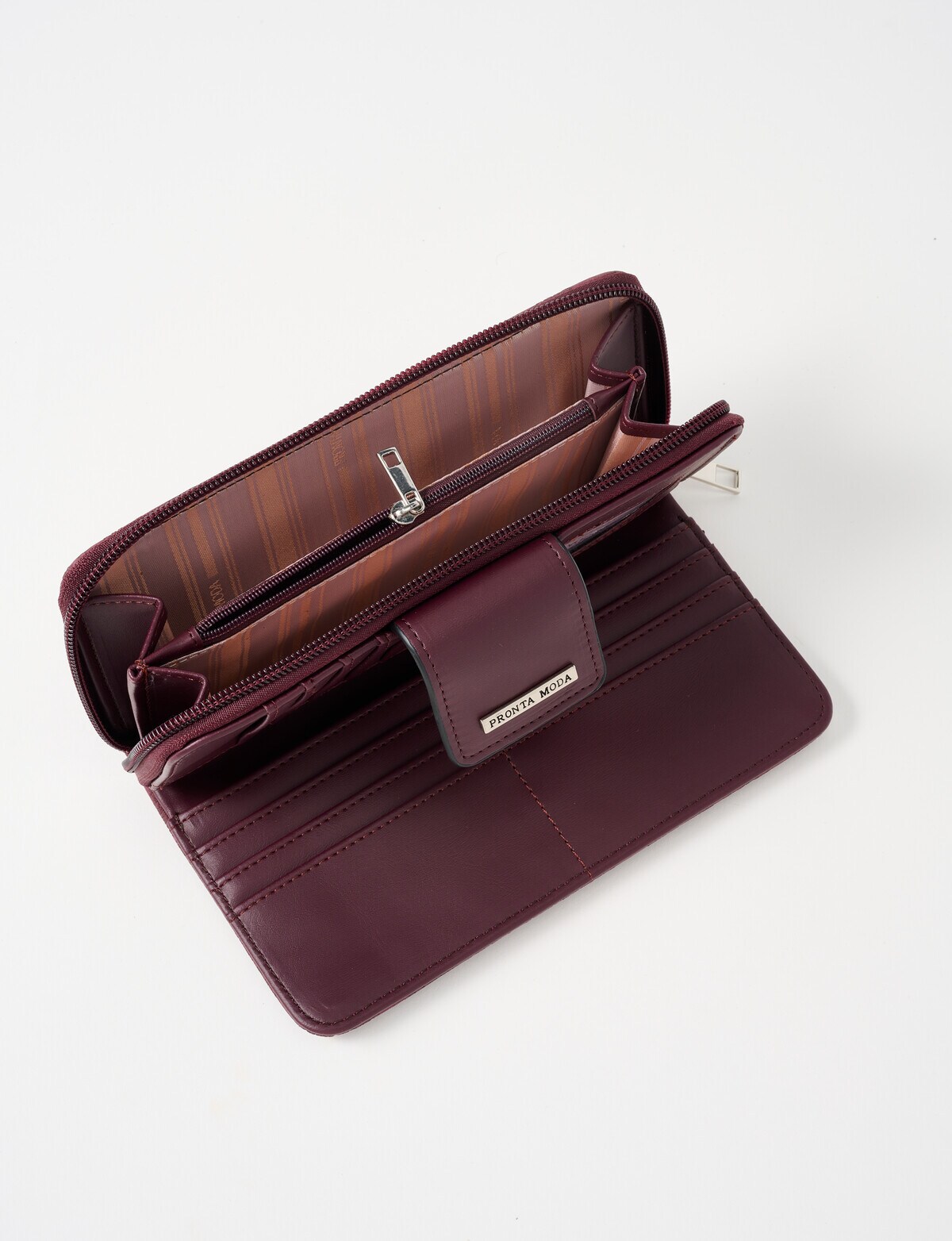 Pronta Moda Lace Embossed Tab Full Wallet, Merlot - Wallets