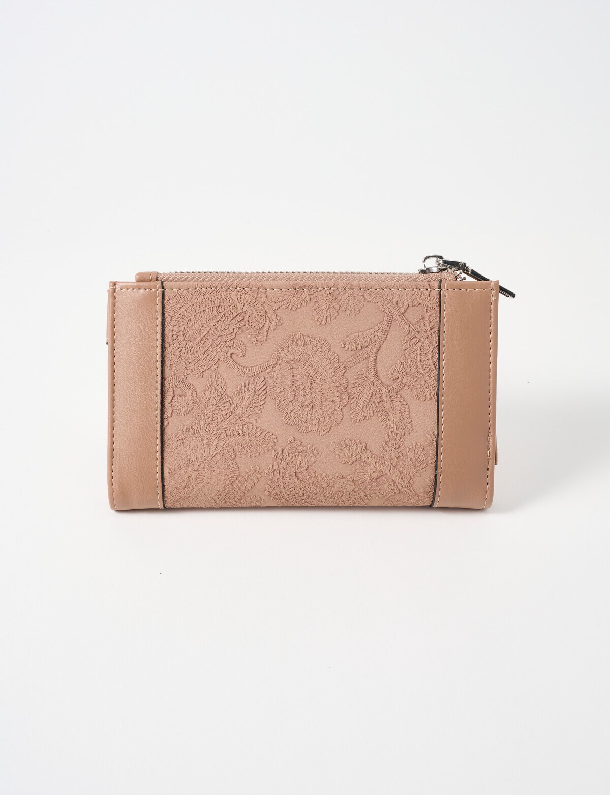 Pronta Moda Lace Embossed 3/4 Wallet, Champagne - Wallets