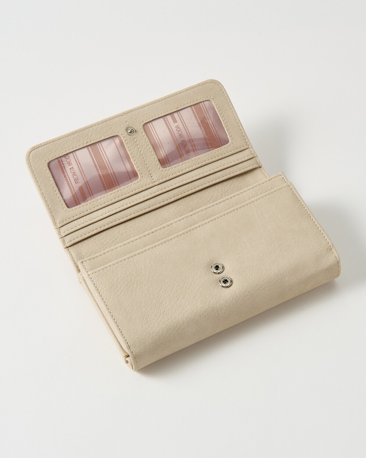 Pronta Moda Textured Front Wallet, Stone - Wallets