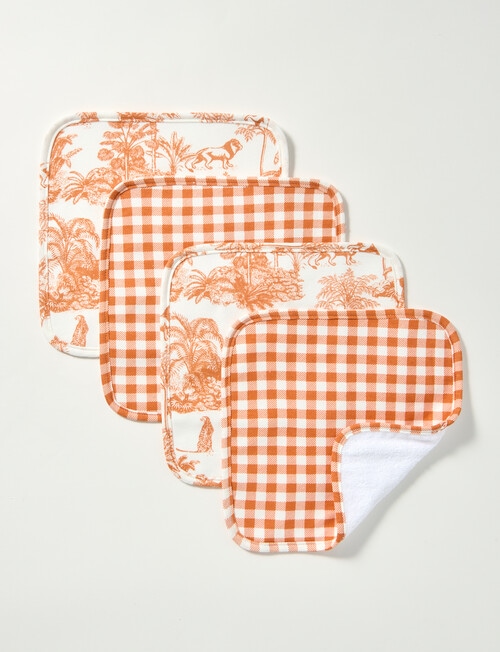 Little Bundle Face Washers, 4-Pack, Safari - Changing & Bathing