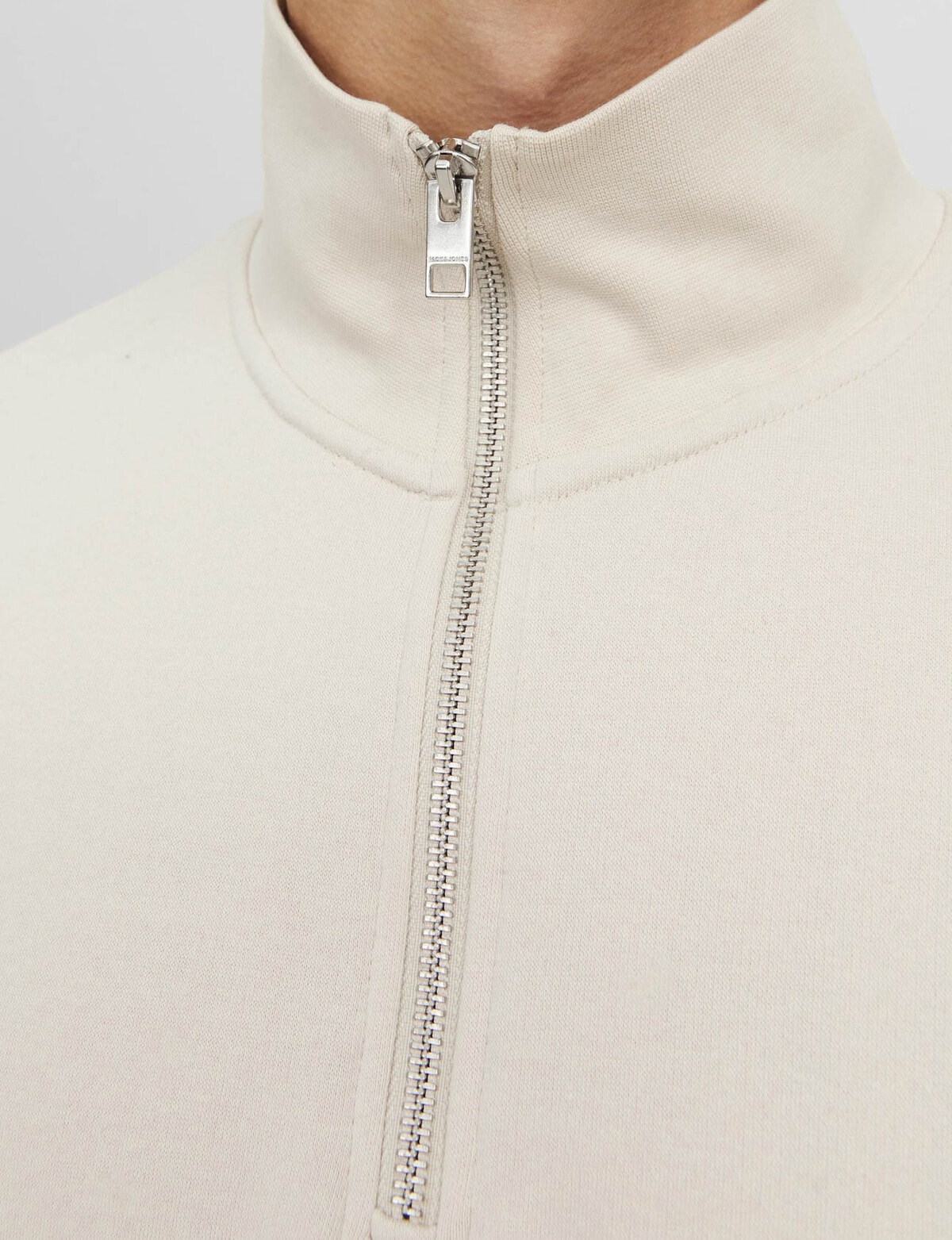 Jack & Jones Vesterbro Quarter Zip Sweatshirt, Moonbeam - Sweatshirts ...