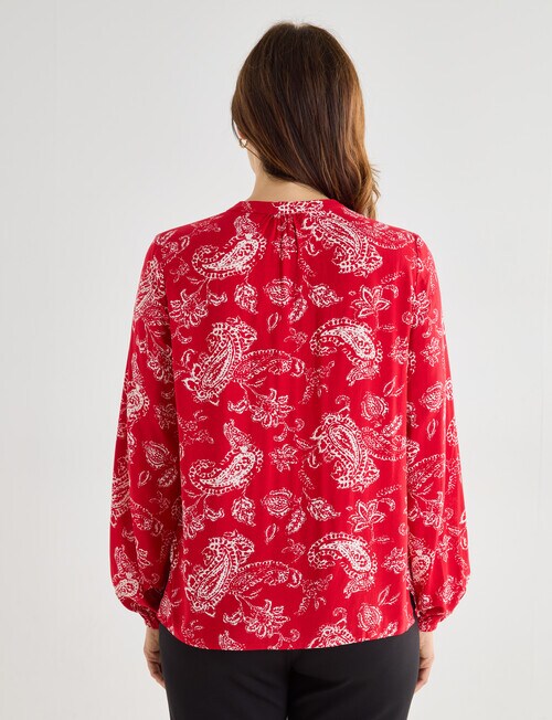 Ella J Paisley Round Neck Top, Red - Tops