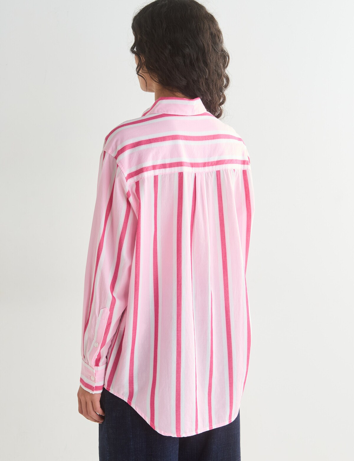 Zest Stripe Voile Shirt, Raspberry - Tops
