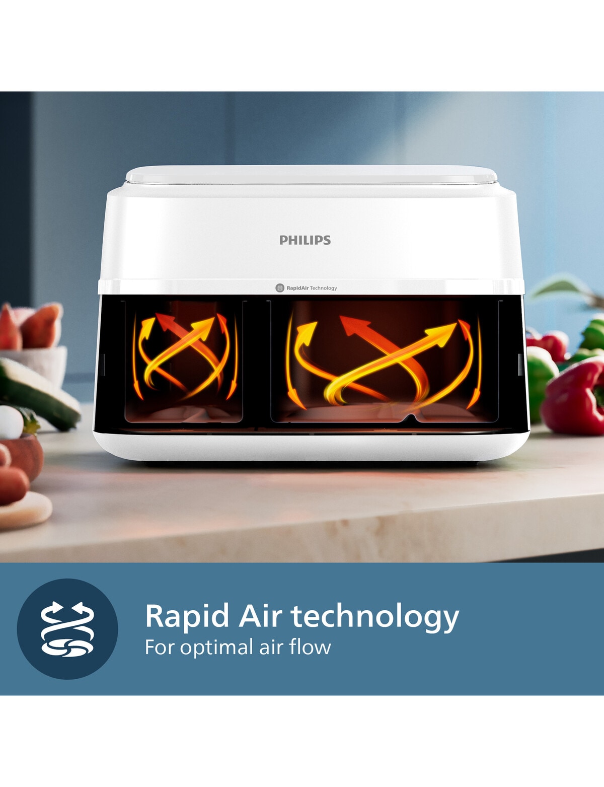 Philips Dual Basket XXL Air Fryer, White, NA353/10 - Air Fryers