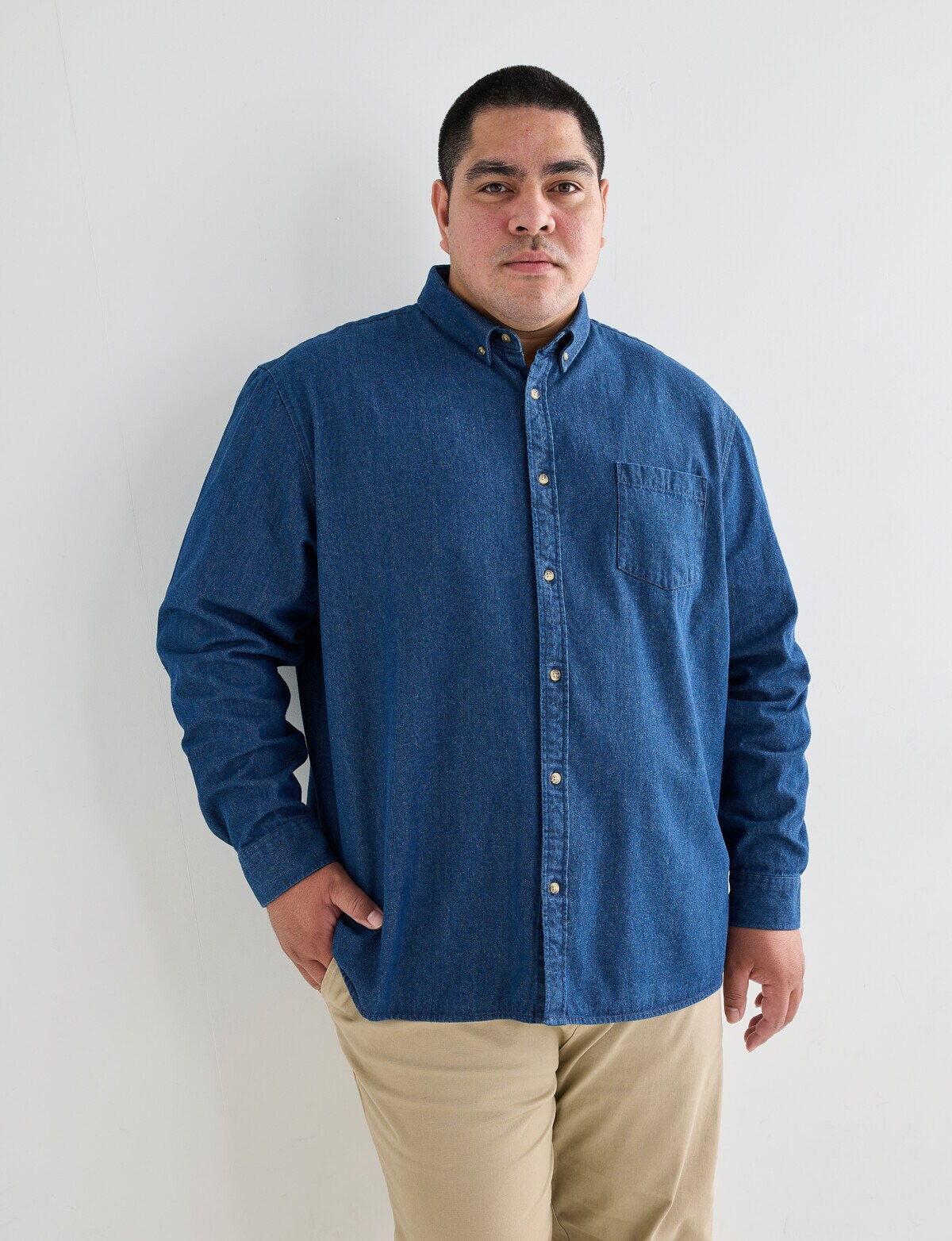 Gasoline King Size Denim Cassidy Shirt, Dark Blue - Casual Shirts