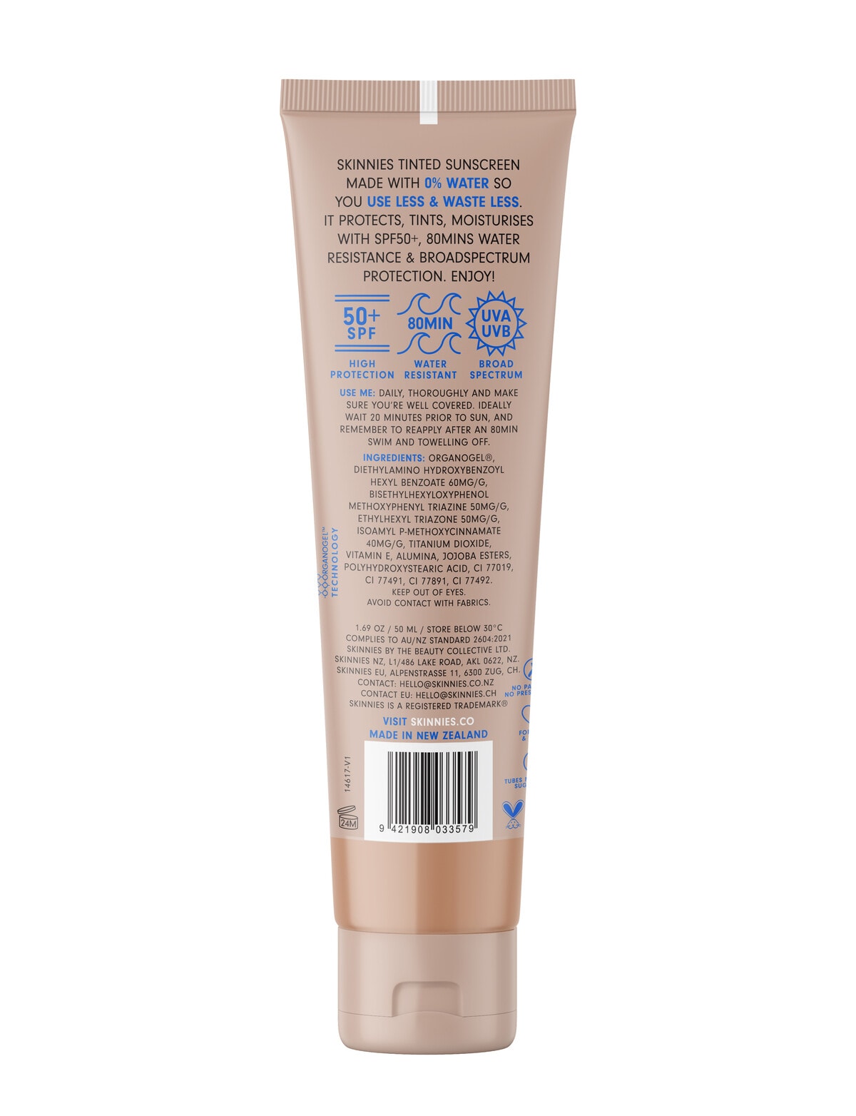 Skinnies Sunscreen Sheer Glow Tinted SPF50 Light, 50ml - Suncare & Tanning