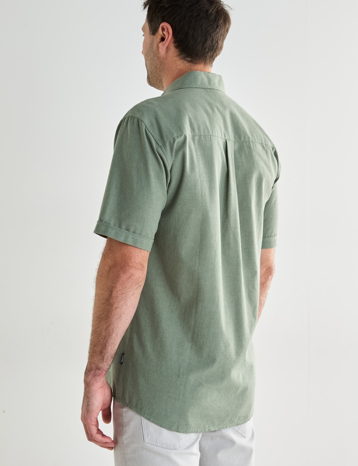 Chisel Linen Blend Short Sleeve Shirt, Sage - Casual Shirts