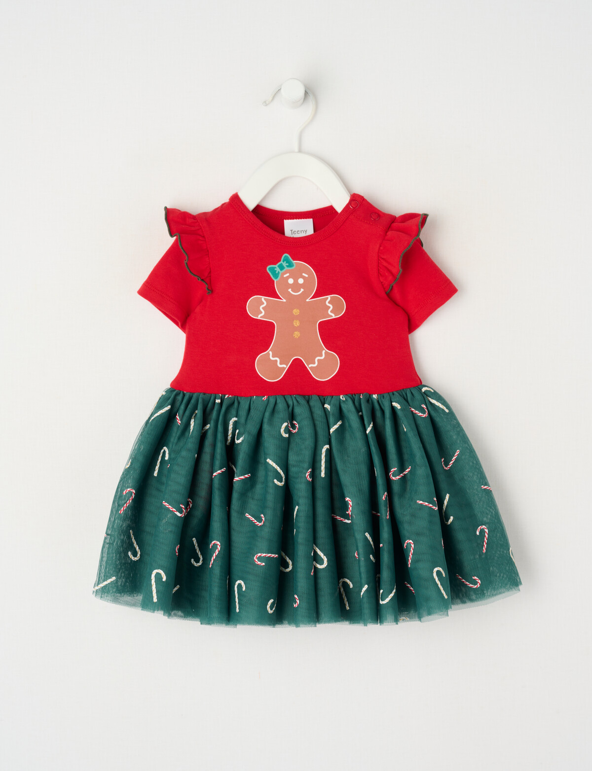 Teeny Weeny Christmas Novelty Gingerbread Man Tutu Bodysuit Dress, Red ...