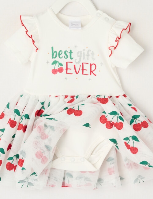 Teeny Weeny Christmas Novelty Best Gift Ever Tutu Bodysuit Dress, White ...