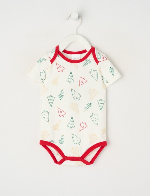 Teeny Weeny Christmas Novelty Xmas Trees Short-Sleeve Bodysuit, White ...