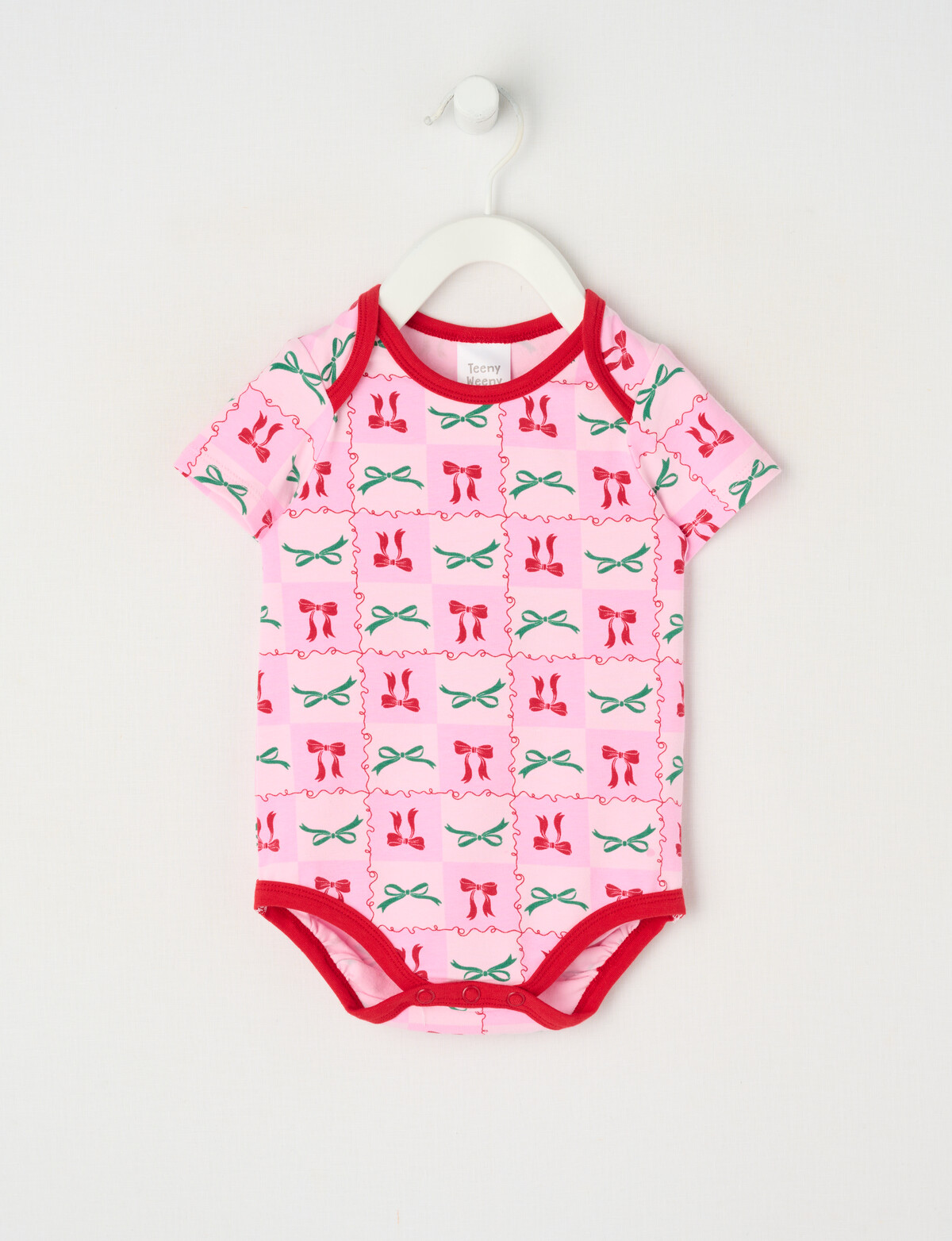 Teeny Weeny Christmas Novelty Bows Short-Sleeve Bodysuit, Pink ...