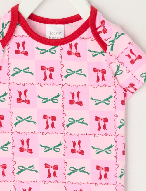Teeny Weeny Christmas Novelty Bows Short-Sleeve Bodysuit, Pink ...