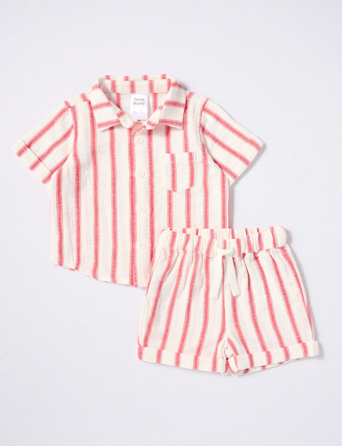 Teeny Weeny Cheese Cloth Shirt & Shorts, 2-Piece Set, Red - Childrens ...