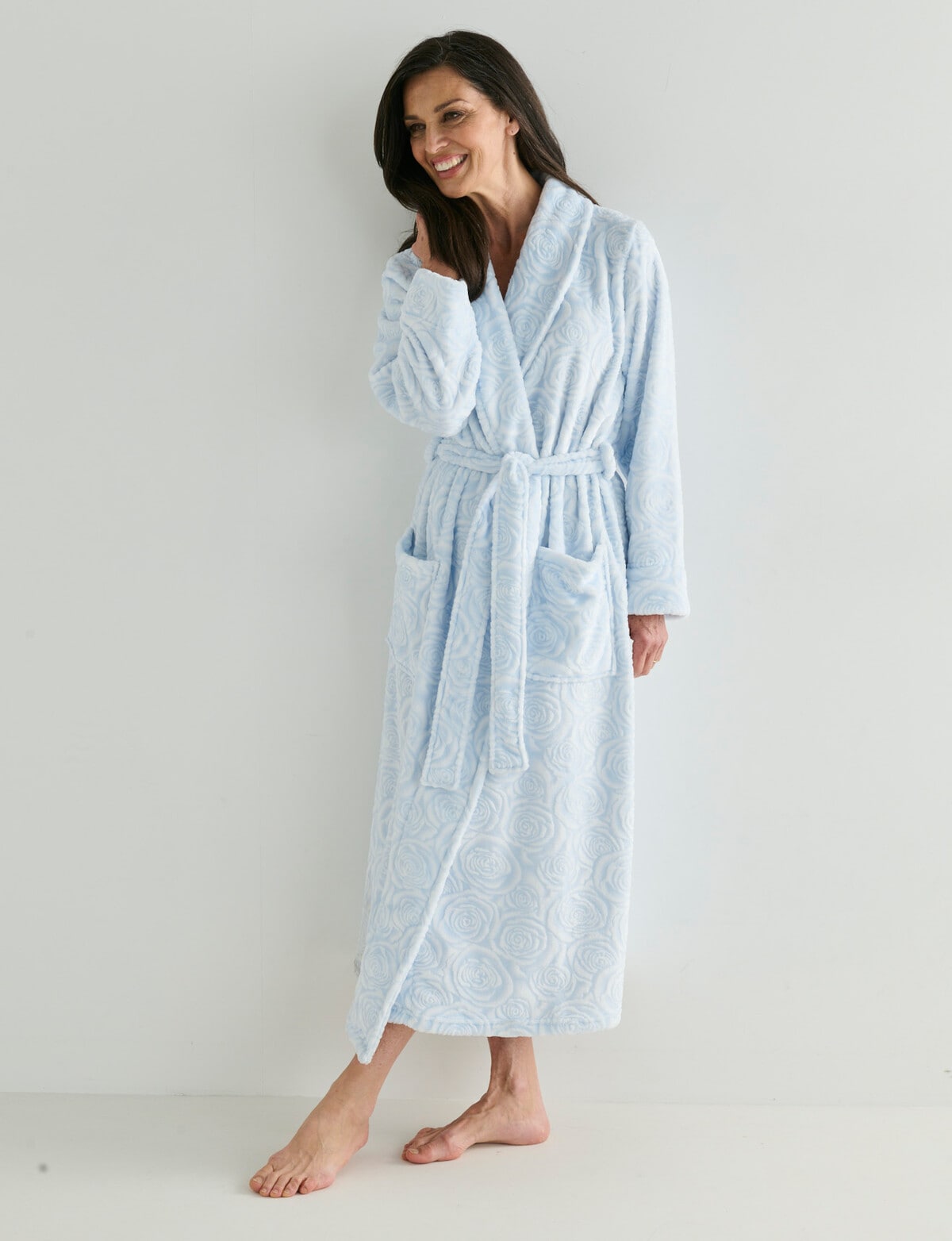 Ruby & Bloom Rose Textured Robe, Pale Blue, 10-26 - Robes