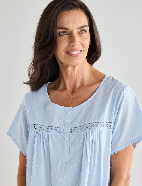Ruby & Bloom Hailspot Cap Sleeve Nightie, Pale Blue, 10-26 - Nighties