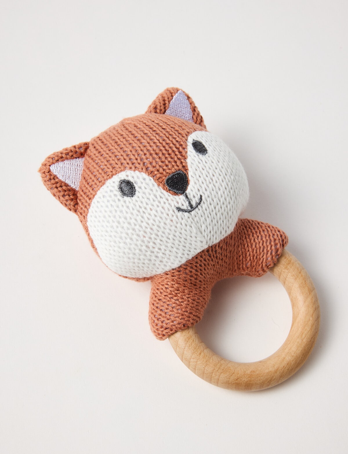 Little Bundle Cotton Knit Rattle, Fox - Nursery Toys & Play