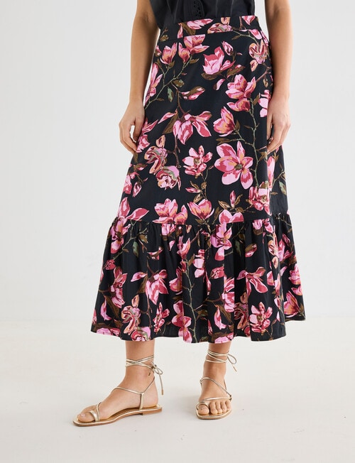 Whistle Basque Waist Cotton Skirt, Hot House Flowers - Skirts